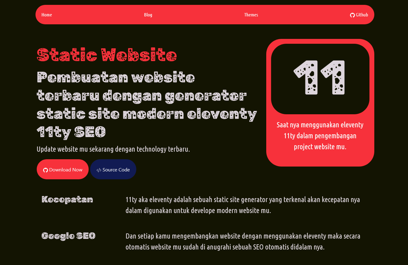 Cool 11ty eleventy website themes template